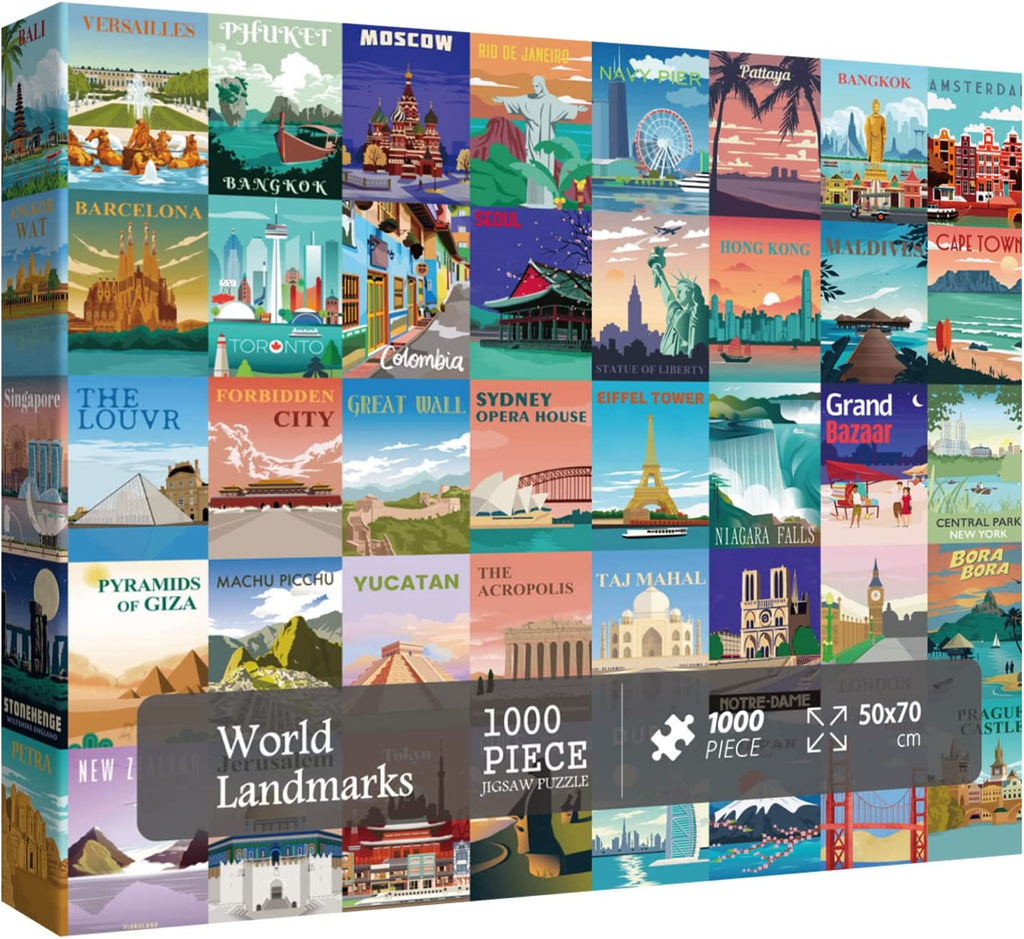 World Landmarks Travel Jigsaw Puzzle 1000 Pieces – Fun-Puzzle