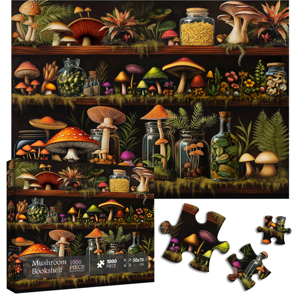 Mushroom Bookshelf Jigsaw Puzzle 1000 Pieces – Fun-Puzzle