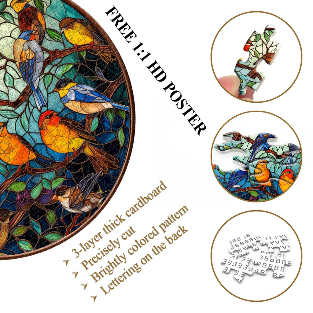 Stained Glass Bird Tree Jigsaw Puzzle 1000 Pieces – Fun-Puzzle