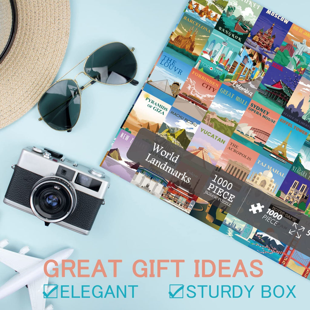 World Landmarks Travel Jigsaw Puzzle 1000 Pieces – Fun-Puzzle