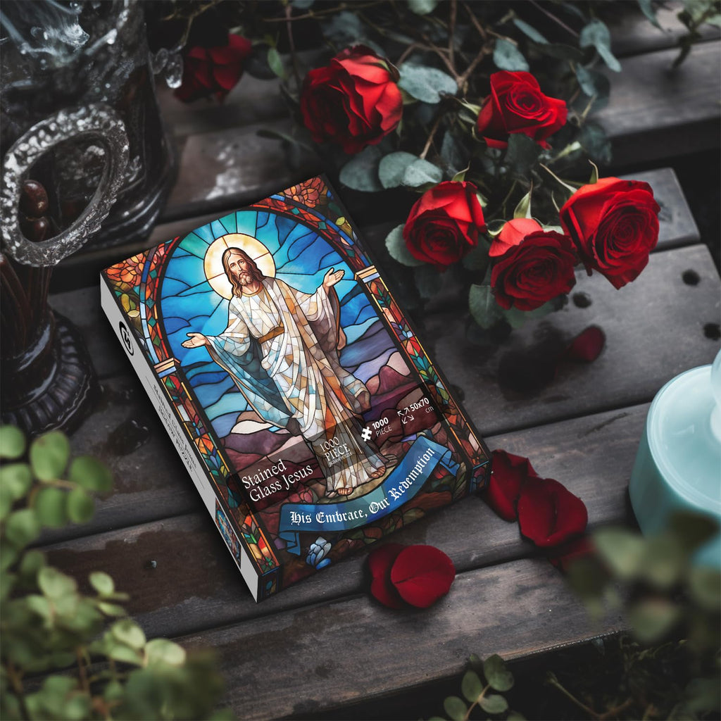 Stained Glass Jesus Christ Jigsaw Puzzle 1000 Pieces – Fun-Puzzle