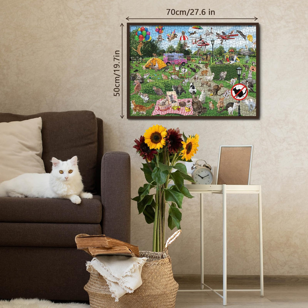 Park Pooping Cat Jigsaw Puzzle 1000 Pieces – Fun-Puzzle