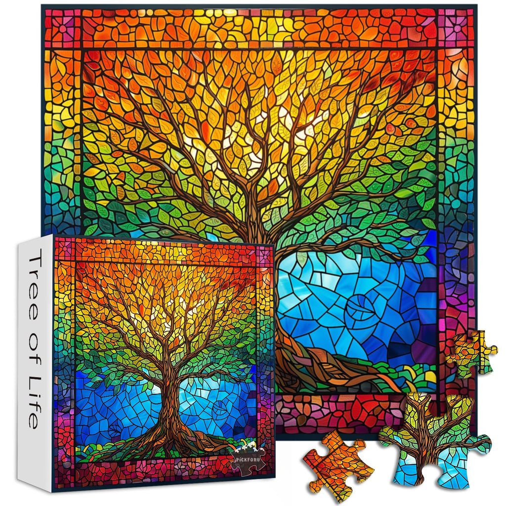 Stained Glass Tree of Life Jigsaw Puzzle 1000 Pieces – Fun-Puzzle