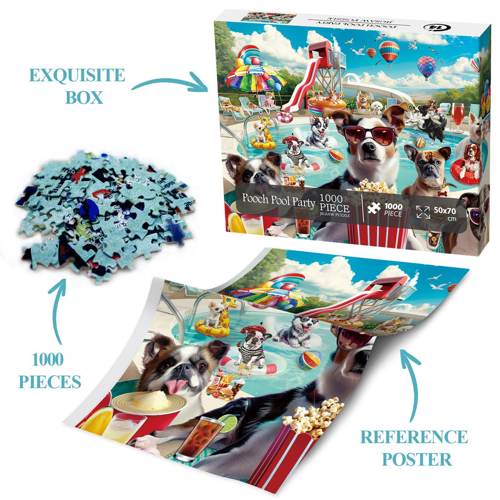 Pooch Pool Party Jigsaw Puzzle 1000 Pieces – Fun-Puzzle