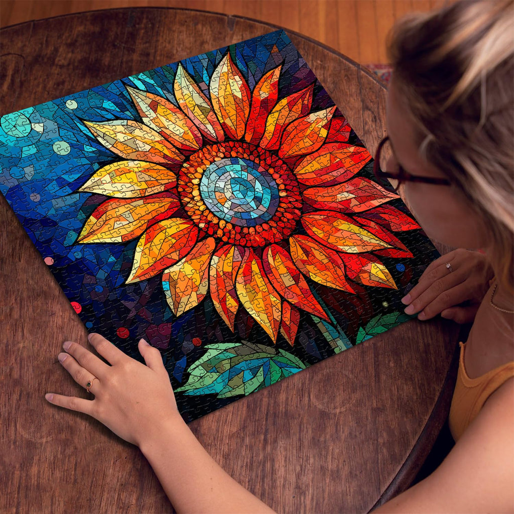 Stained Glass Sunflower Jigsaw Puzzle 1000 Pieces – Fun-Puzzle