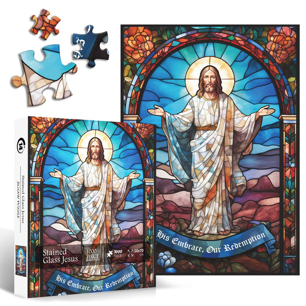 Stained Glass Jesus Christ Jigsaw Puzzle 1000 Pieces – Fun-Puzzle